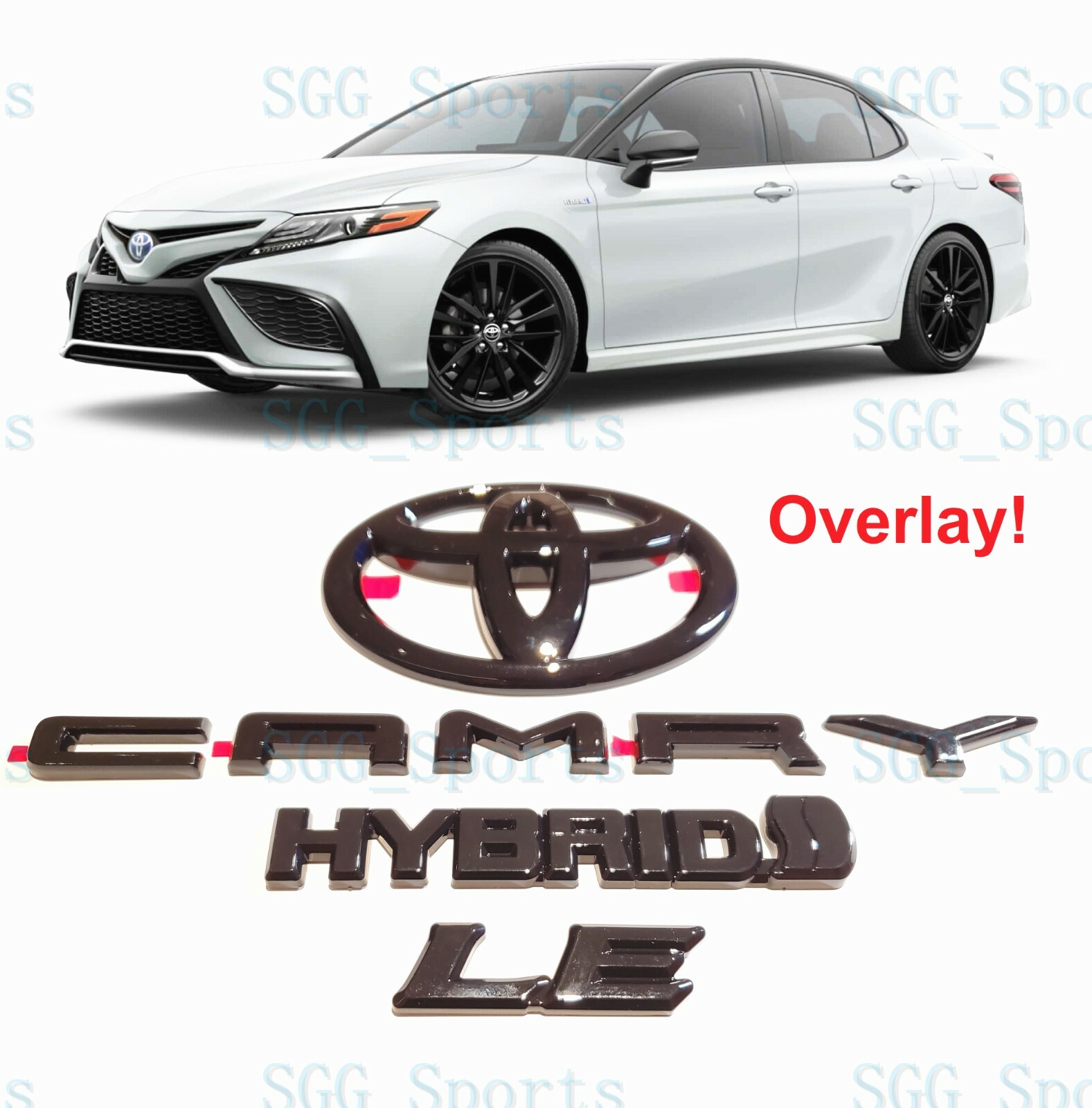 2018 - 2024 TOYOTA CAMRY LE HYBRID GLOSS BLACK EMBLEM BADGE LETTERS ...