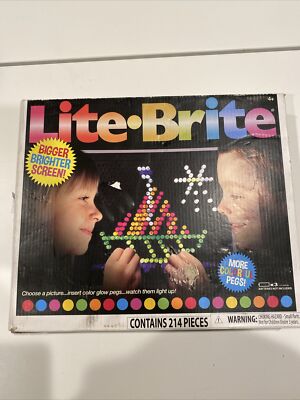 LITE-BRITE Magic Screen Set 200+ Pegs & 6 Template Light Bright Retro ...