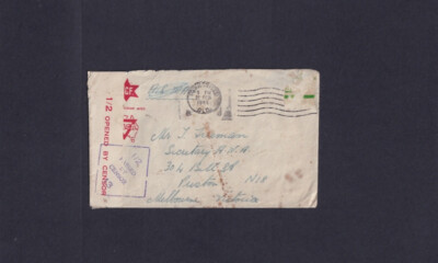 QUEENSLAND AUSTRALIA 1944 WWII CENSOR COVER TOWNSVILLE TO MELBOURNE ...