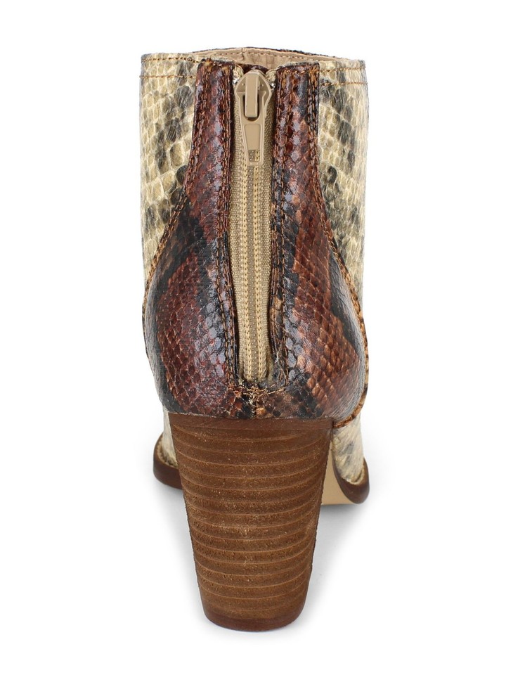 ZIGI SOHO Womens Brown Snake Skin Harlan Almond Toe Block Heel Boots ...