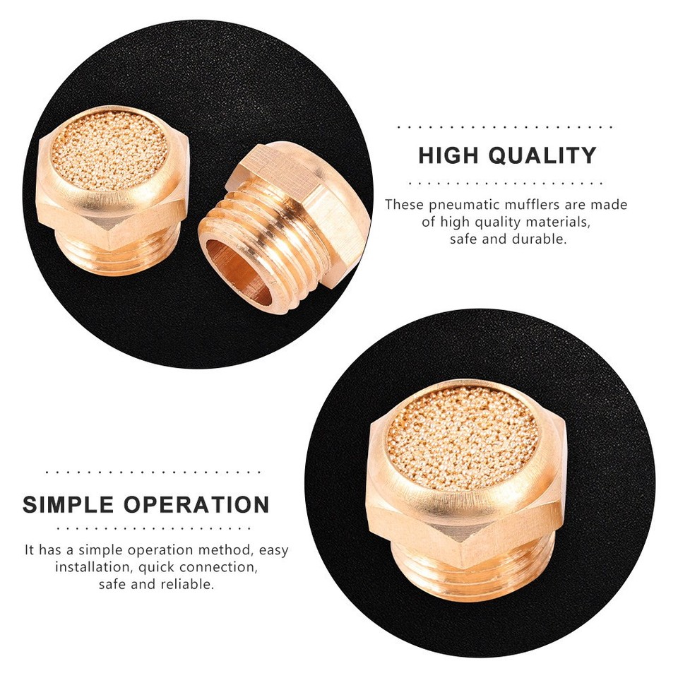 12 Pcs Pneumatic Exhaust Muffler Copper Silencer G1/4 Male Thread Air ...