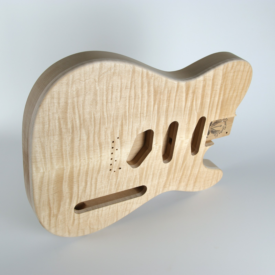 Telecaster Body Unfinished Chambered Flame Maple & Alder Tele Body 4 ...