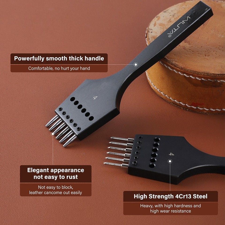 WUTA 4mm Removable Circle Leather Hole Punch Chisel PrickingIron Punche ...