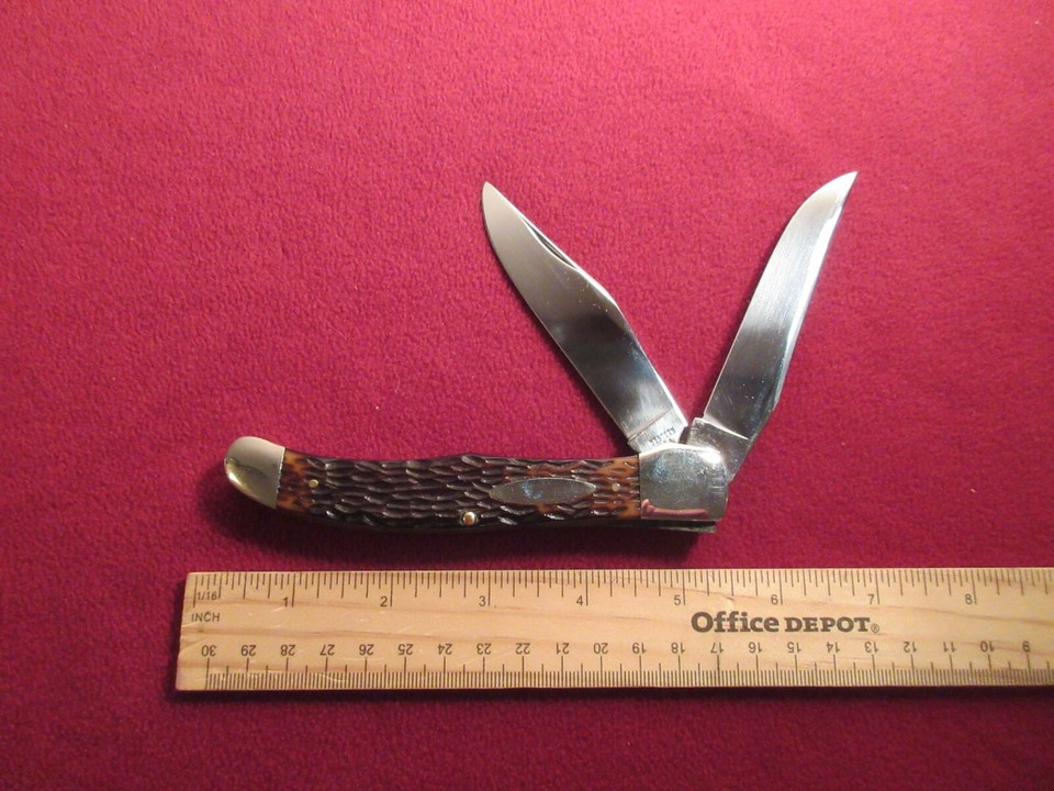 VINTAGE WESTERN 062 U.S.A. LARGE 2bld FOLDING HUNTER KNIFE W/SHIETH ...