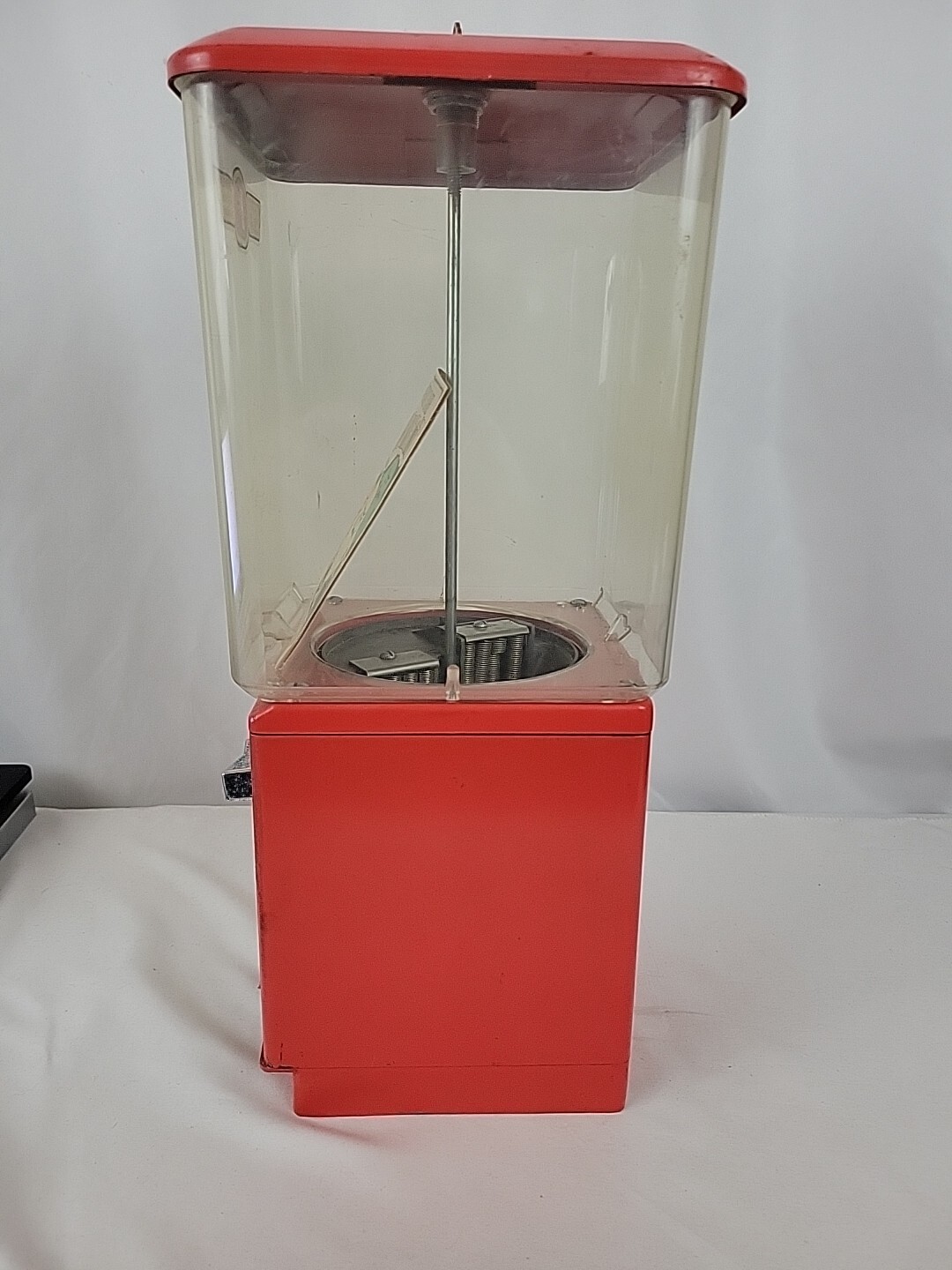 Vintage Folz 1 Cent Gumball Machine Red Working With Key & Vending Card ...