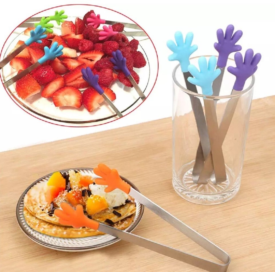 4 Pack 5in Silicone Mini Tongs Sugar Cube Tongs Small Serving Tongs ...