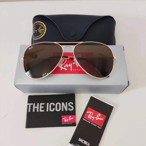 RAY-BAN RB3026, aviator sunglasses , Gold Frame/Large 62mm Brown Lens ...