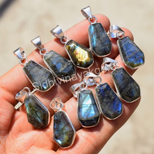 New 20 PCs Lot Labradorite Gemstone 925 Silver Plated Bezel Coffin ...