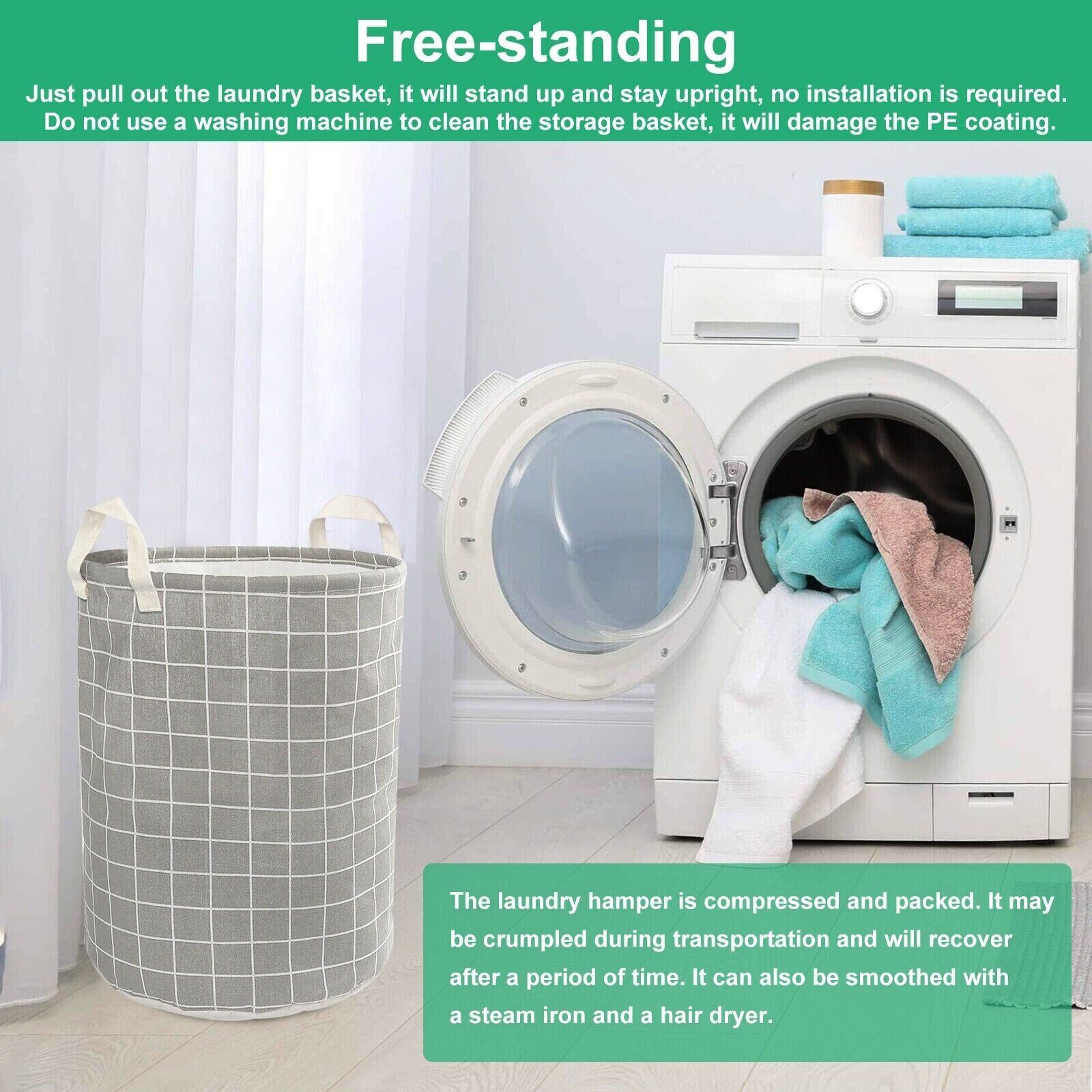 Laundry Hamper Basket Bag Clothes Washing Storage Large Foldable Bin ...