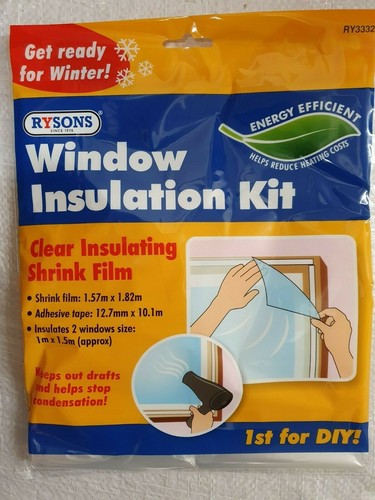 WINDOW INSULATION KIT CLEAR SHRINK FILM ENERGY EFFICIENT NO DRAFT ...