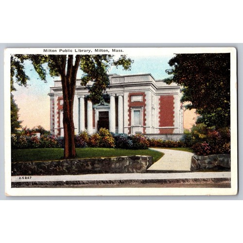 VTG Postcard Unposted Massachusetts Milton Public Library 24867 #475 | eBay