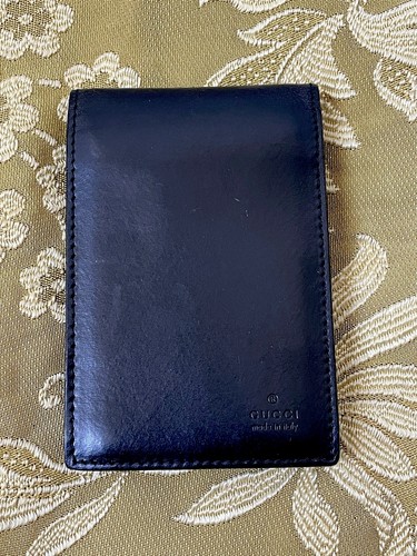Gucci lLeather Notebook Notepad Case Cover Black Logo Italy Made ...