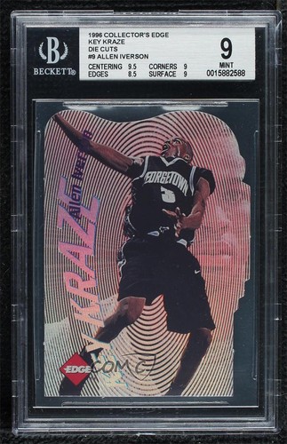 1996 Rookie Rage Key Kraze Die-Cut /3100 Allen Iverson #9 BGS 9 MINT RC ...