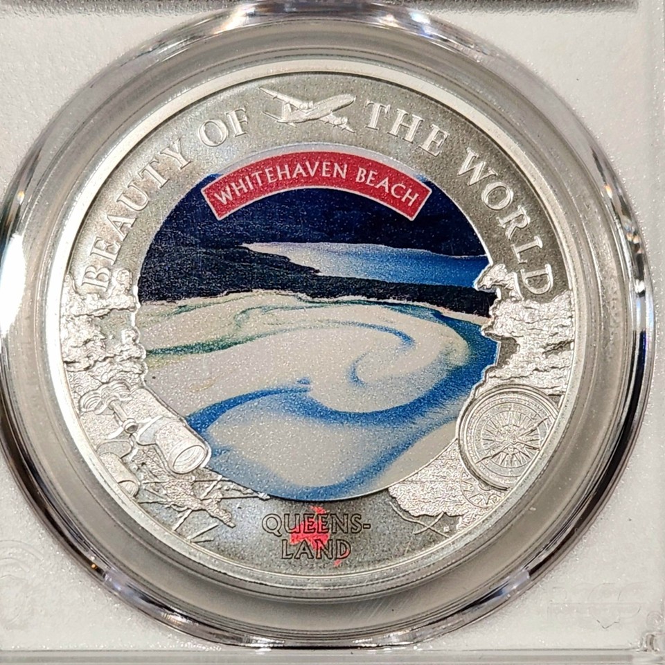 2024 Cook Islands Silver $5 Silver Coin Beauty World Whitehaven Beach ...