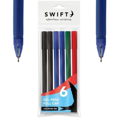 Assorted Gel Pens - 6 Pack Colours Writing School Stationery Office ...