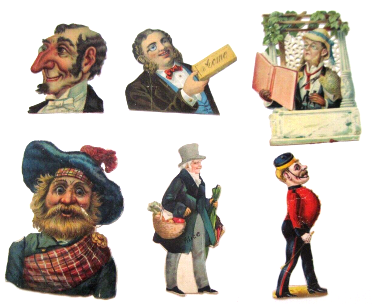 Set of (6) Victorian Die Cuts of Whimsical Men * | eBay