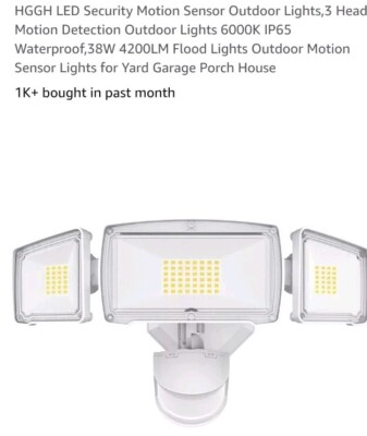 LED Security Lights 3 Head Motion Sensor with Adjustable 40W, 4000LM ...