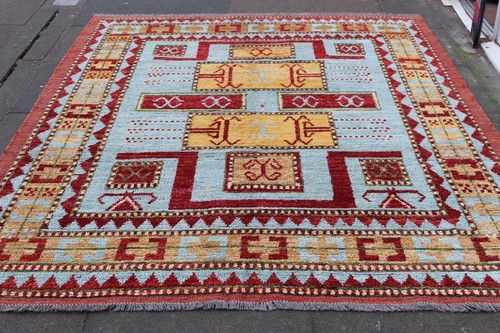 Vintage Traditional Hand Made Moroccan Beni Qurain Wool Blue Red Rug ...