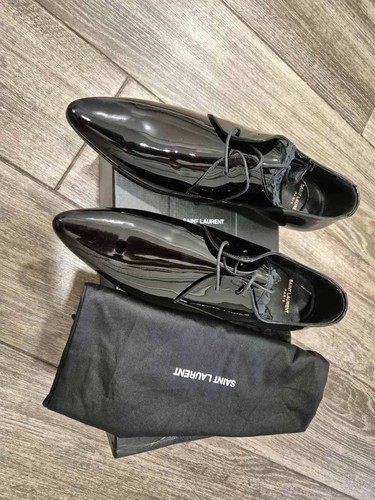 Authentic New Saint Laurent Paris YSL Noir Patent Leather Formal Shoes ...
