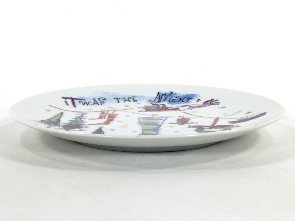 Crate & Barrel TWAS THE NIGHT 8.25" Dessert Plate Set 4Pc Christmas ...