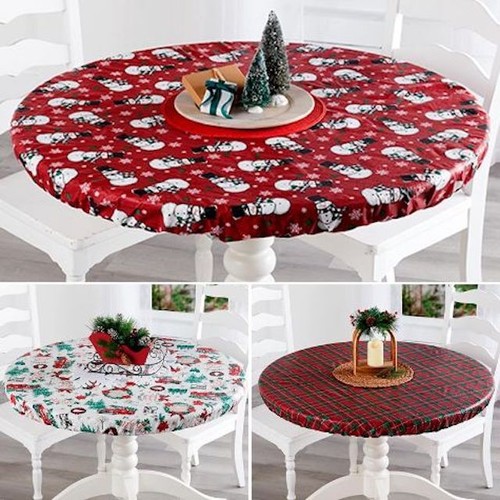 Round Table Cover Custom-Fit Tablecloths Elastic Edges 10 Designs ...