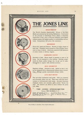 1911 Jones Speedometer Co. Ad: Closeup Pics of Products - New Rochelle ...