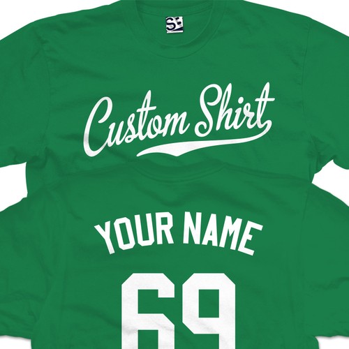 Custom Baseball Jersey Script T-Shirt - Personal Name and Number Print ...