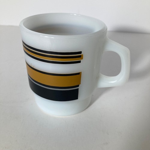 Vintage Fire King MCM Black Gold Milk Glass Coffee Mug 8oz | eBay