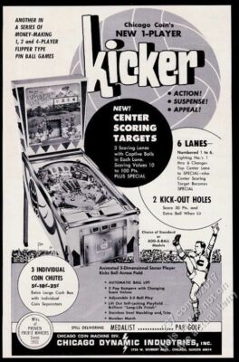 1966 Chicago Coin Kicker pinball machine photo vintage trade print ad ...