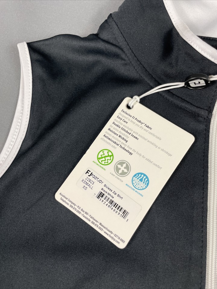 FootJoy Golf Vest Womens Chest Logo FZ Sleeveless XS Black Polyester ...