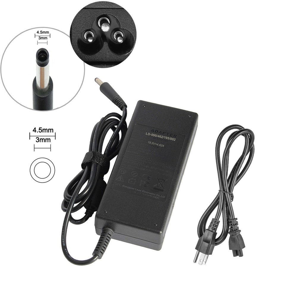 For Dell 90-Watt 4.5mm Barrel AC Adapter Laptop Charger Power Supply ...