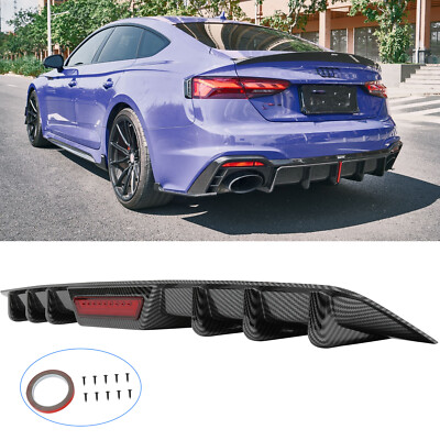 For Audi RS3 RS5 A3 S3 A4 S4 A5 S5 B8 B8.5 B9.5 Rear Diffuser w/ LED ...