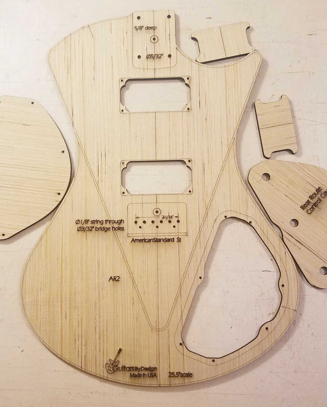 Custom Hybrid Armada HH Strat Guitar Body Template 4strat Neck 3ply AR2 ...