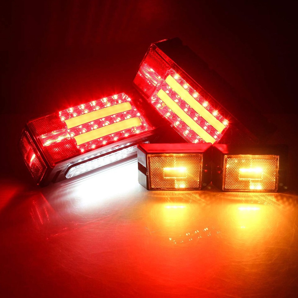 Submersible LED Boat Trailer Lights Rectangle Brake Stop Turn Tail ...