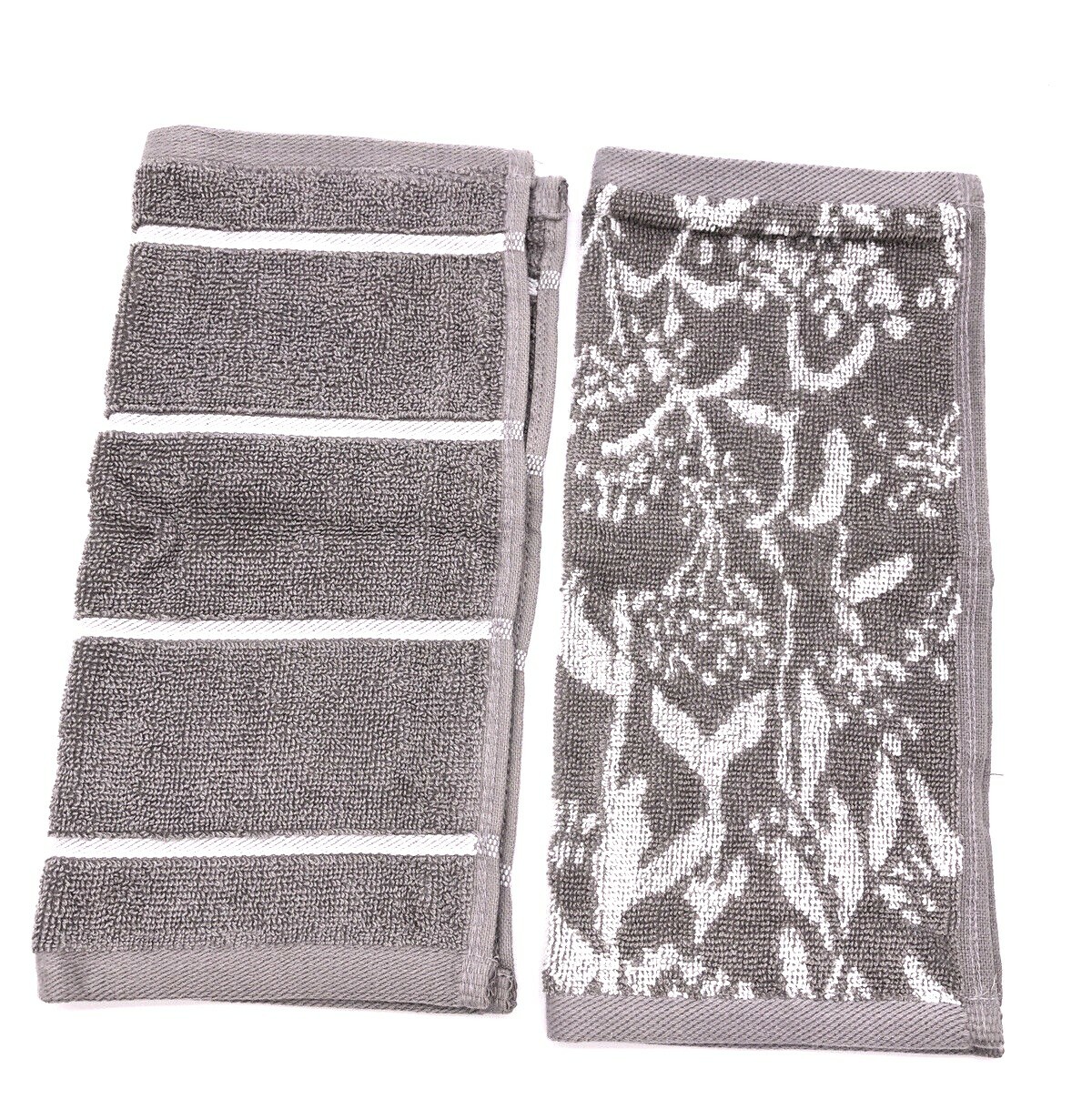 Project 62 Gray White 2pk of 8 Washcloths Woven Pattern 12"x12" 100 ...