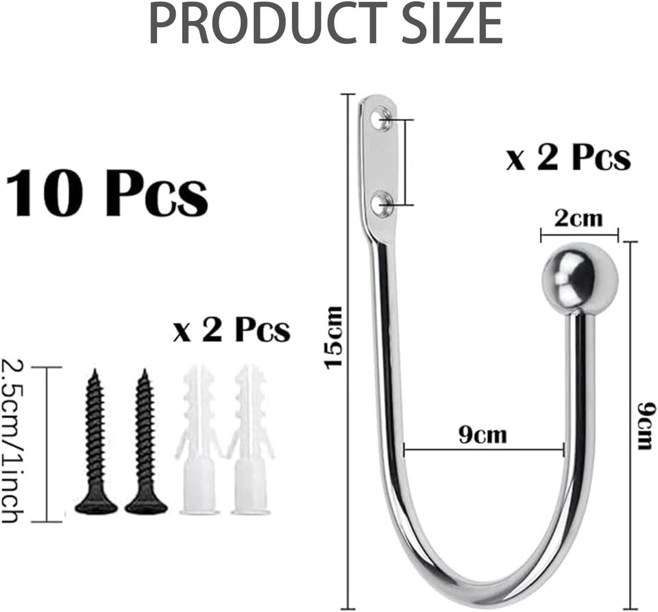 Eclovane Curtain Tie Back Hooks Wall Mounted Decorative Rust Resistant ...