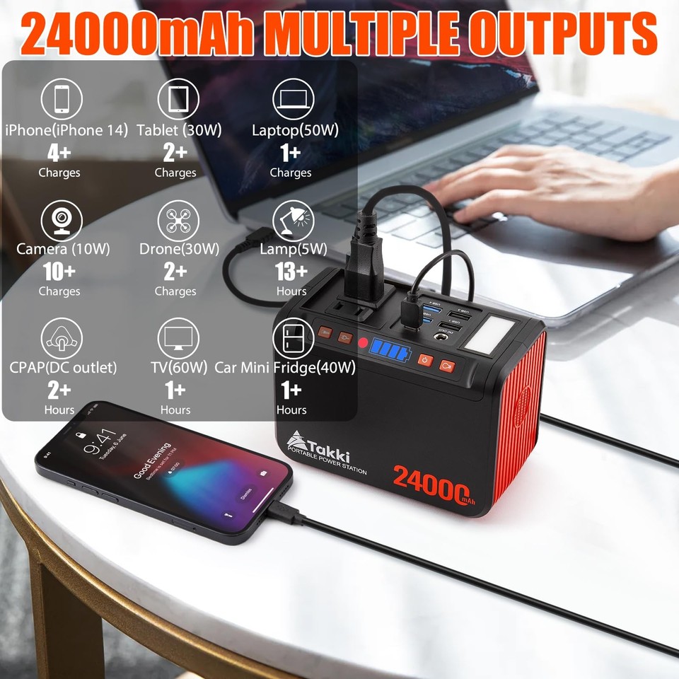 88.8Wh Portable Power Station Lithium Battery Solar Generator Power ...