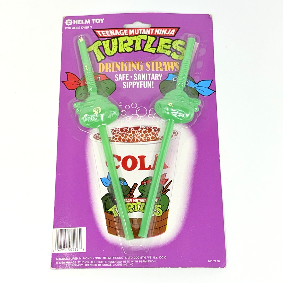 Vintage Teenage Mutant Ninja Turtles Drinking Straws 2 Packs of 2 1988 ...