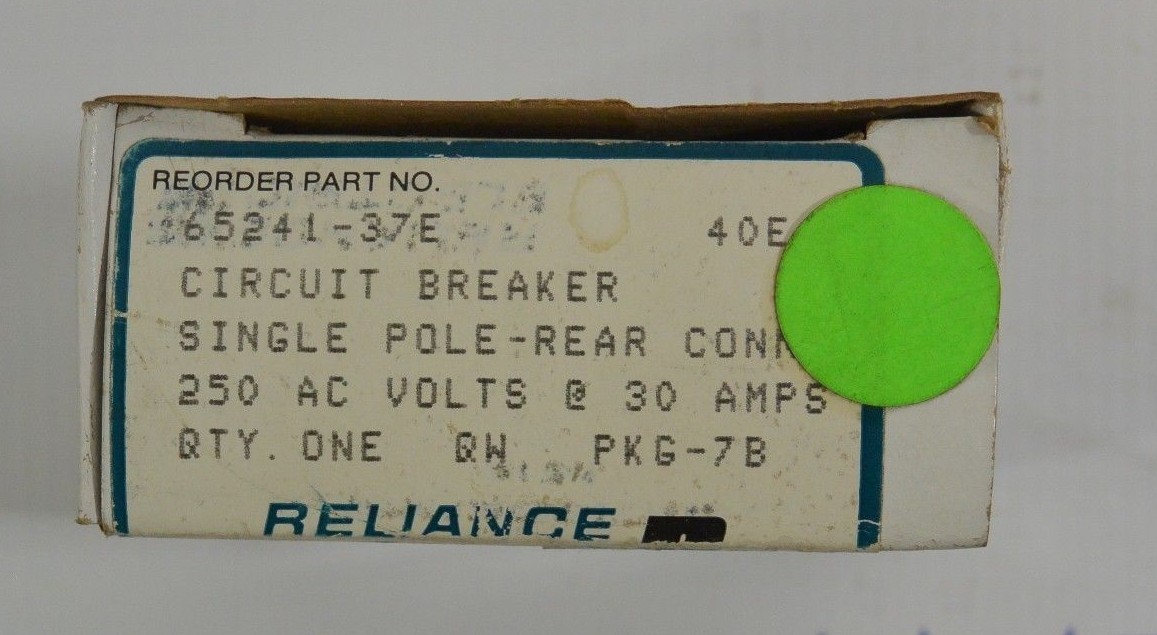 RELIANCE 65241-37E 1P 30 AMP CIRCUIT BREAKER - NEW | eBay