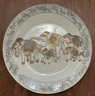 Vintage Oriental 18" Elephant Family Deco Plate Gold Accent | eBay