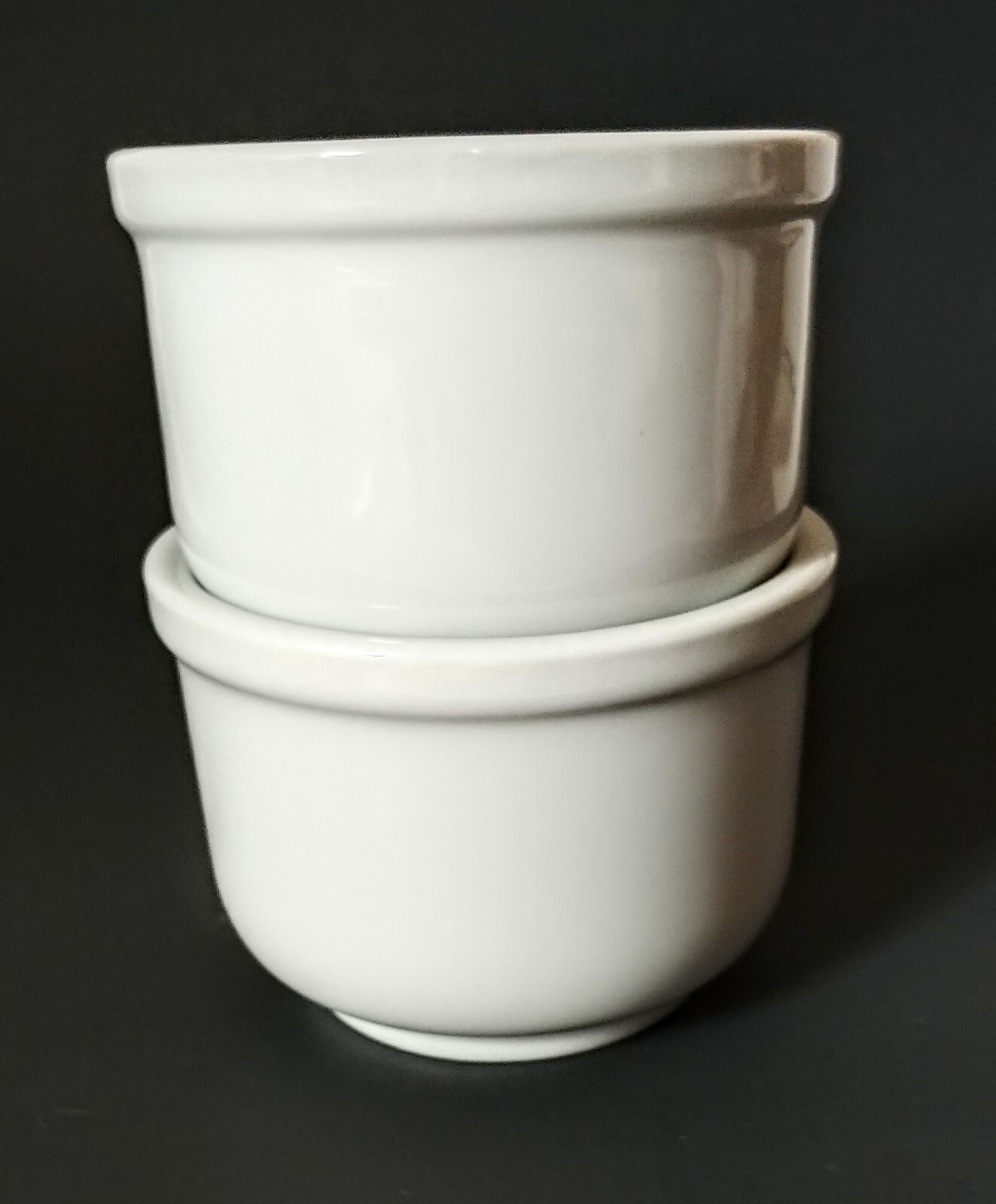 Set Of 2 White Mini Crocks Soup Chili Cobbler Bowls Thick Sturdy 3.5" X ...