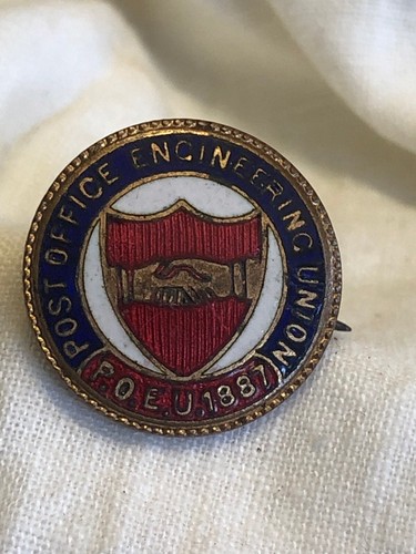 Vintage Early Enamel Post Office Enginering Union P.O.E.U. 1887 Badge ...