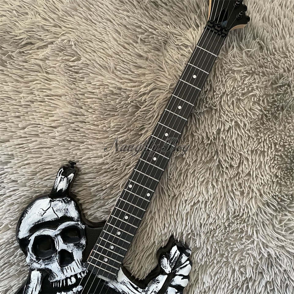 Hand-painted George Lynch Skull&Bone Electric Guitar Black Floyd Rose ...