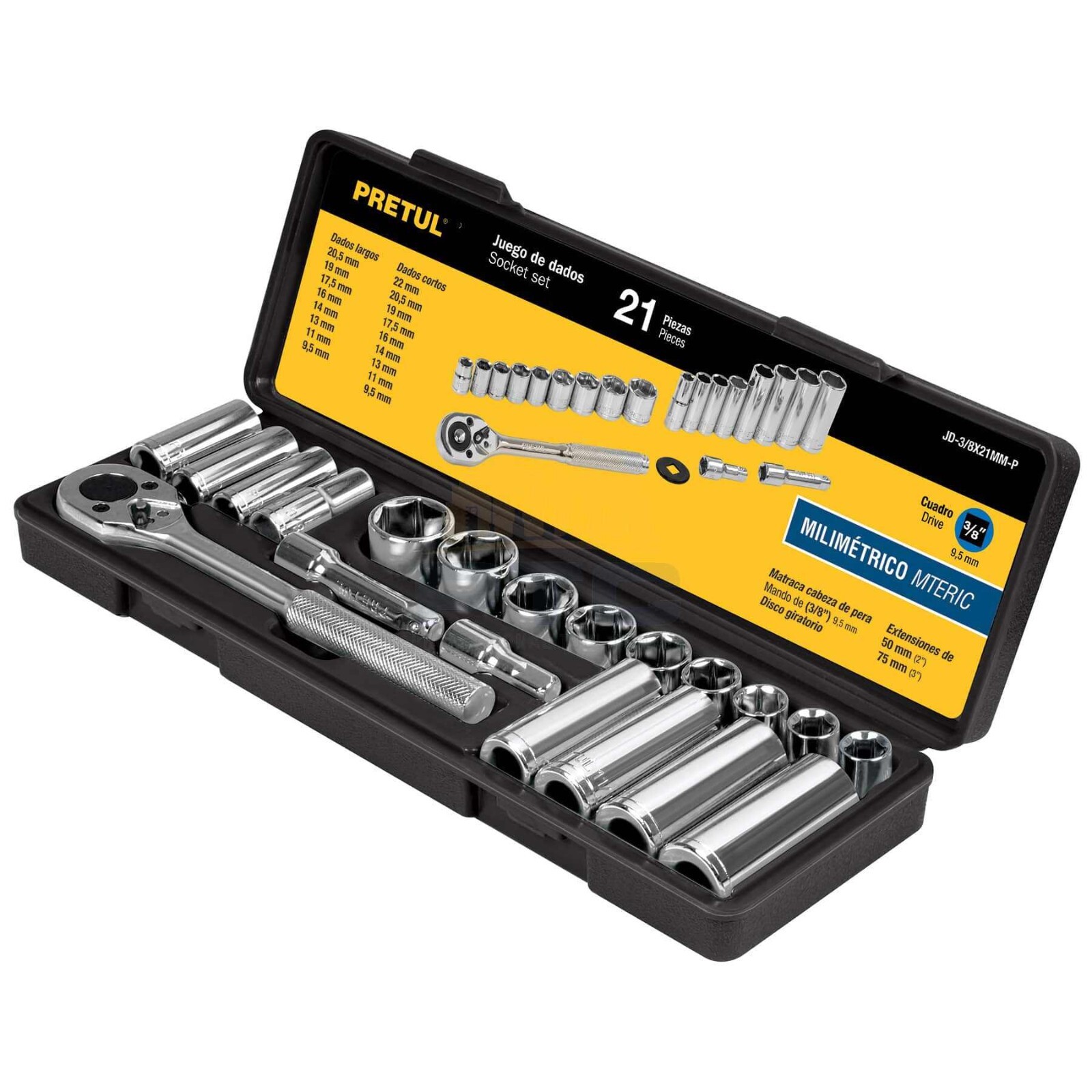 Pretul JD-3/8X21MM-P Set of 21 tools 3/8" mm for mechanic | eBay