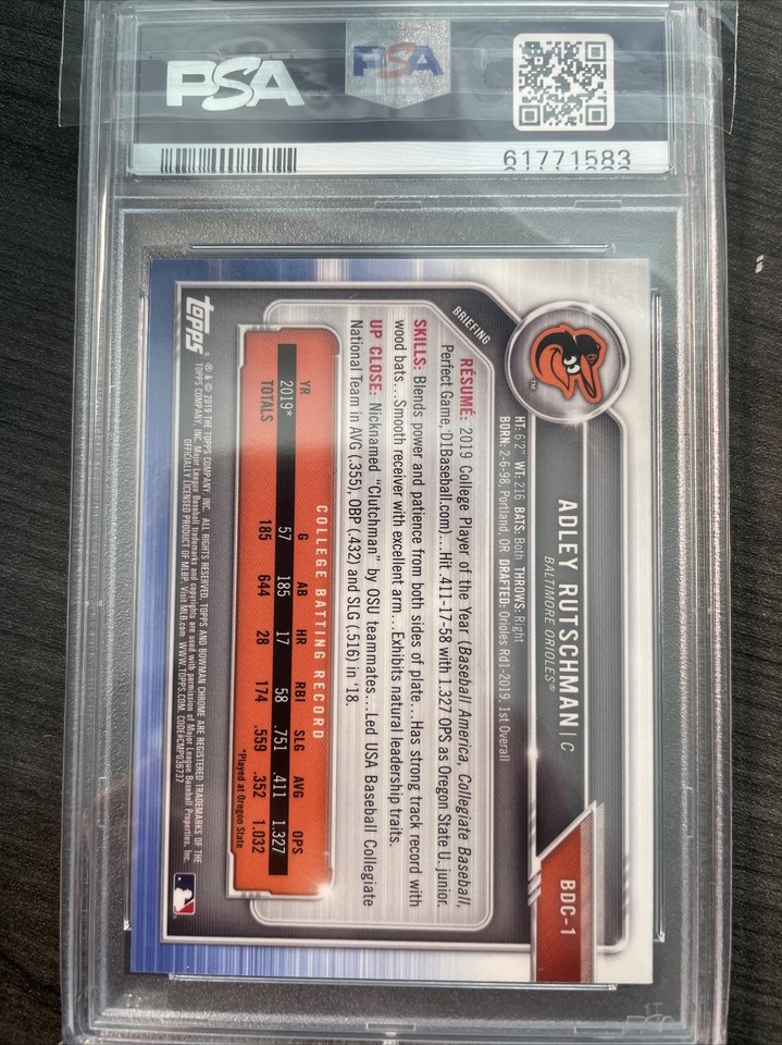 Adley Rutschman 2019 Bowman Chrome Draft Batting PSA 10 Orioles | eBay