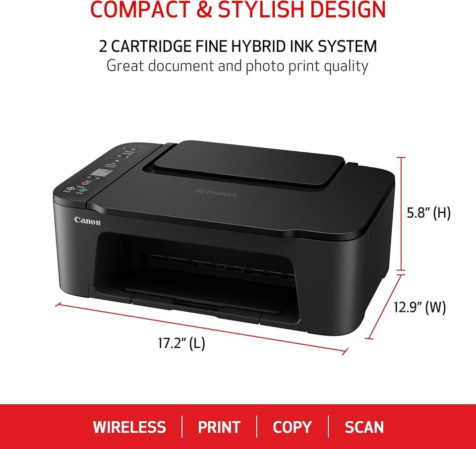 CANON PIXMA TS3520 Wireless All-In-One Printer, Compact Inkjet, Black ...
