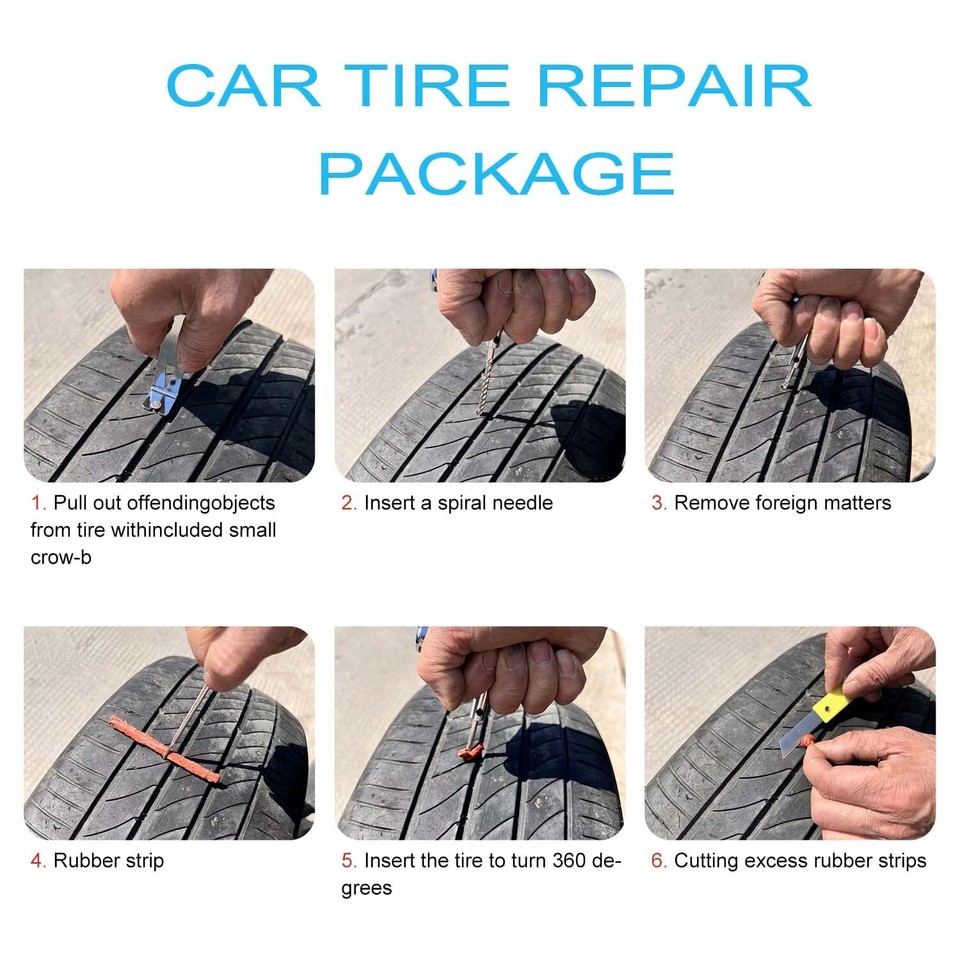 Tire Repair Kit,46pcs Heavy Duty Tire Plug Kit, with Universal Tire ...
