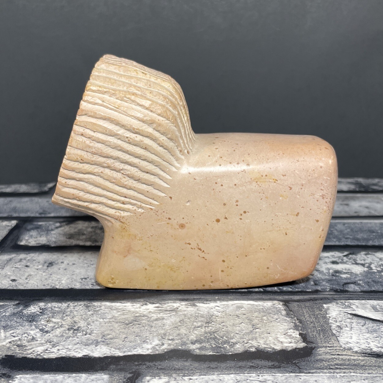 Carved Pink Soapstone Lion Mid Century Modern Look Hand Made African ...