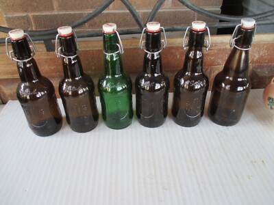 5 + 1 Vintage Grolsch Embossed Beer Bottles Porcelain Swing Cap -EMPTY ...