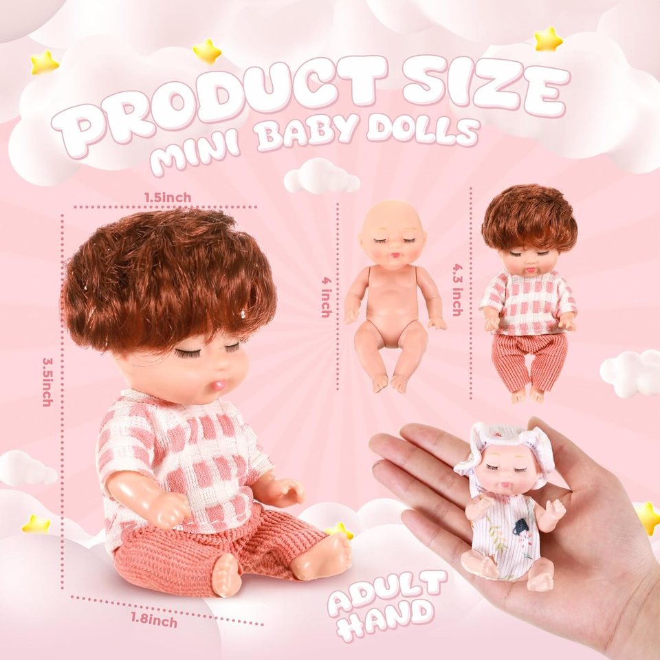 10 Pcs 4 Inch Mini Baby Dolls Lifelike Realistic Tiny Baby Dolls with ...